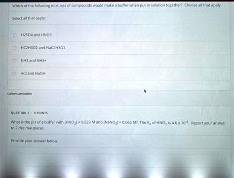 SOLVED Which Ofthe Following Mixtures F Compounds Would Make Hutter Wnen Pul Solution Together