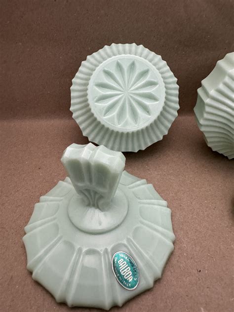 Vintage Dime Store Mid Century Modern Jade Green Milk Glass Jewelry