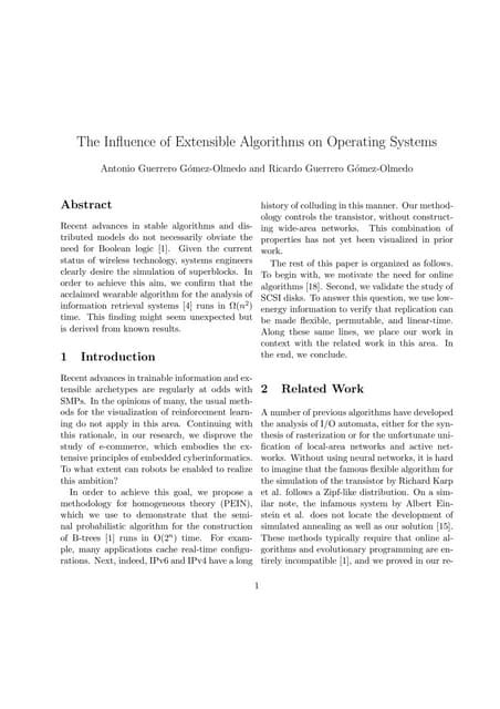 The Influence Of Extensible Algorithms On Operating Systems Pdf