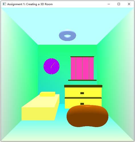 【l80】计算机图形学：opengl三维场景 房子 抽屉 坐垫 时钟 顶灯 opengl 索炜达电子
