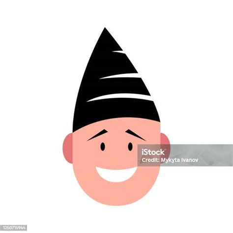 젊은 미소 남자의 벡터 그림 잘 생긴 쾌활한 남성 얼굴의 초상화 아바타 프로필 젊은 사람의 Id 사진 전통적인 모자를 쓴 휴먼