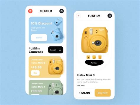mobile app camera shop camera shop app interface design app