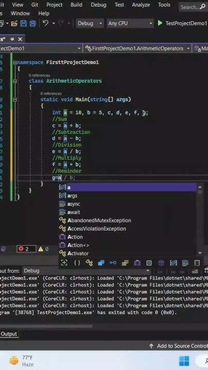 4 Sample Code Arithmetic Operators In C C Shorts Coding