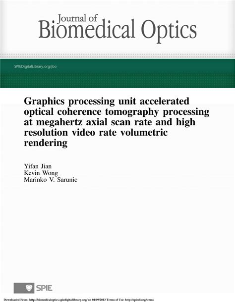 pdf graphics processing unit accelerated optical coherence tomography