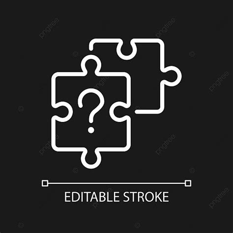 Linear White Icon For Dark Theme Depicting An Unresolved Puzzle Vector Support Solution