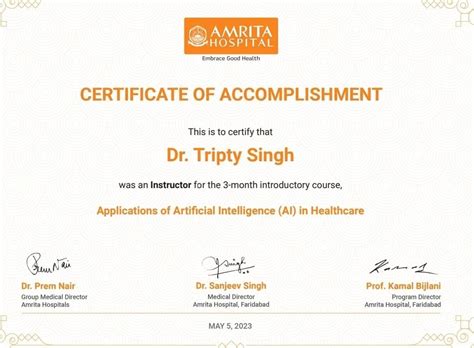 Dr Tripty Singh On Linkedin An Exciting Journey Of Three Months For Teaching Ai In Healthcare For…