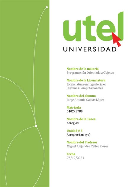 Actividad 5 Poo Pdf Estructura De Datos De Matriz Desarrollo De Software