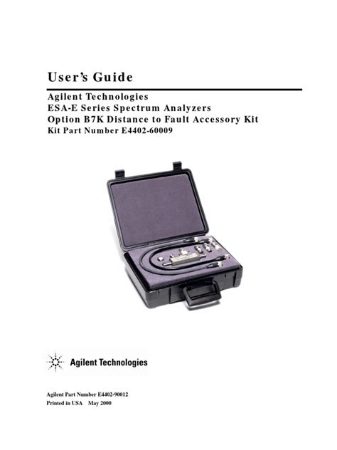 Operator Manual E4402 Distance To Fault Accessory Kit 90012 Pdf Coaxial Cable Sound