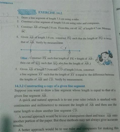 EXERCISE Draw A Line Segment Of Length Mathrm Cm Using A Rule