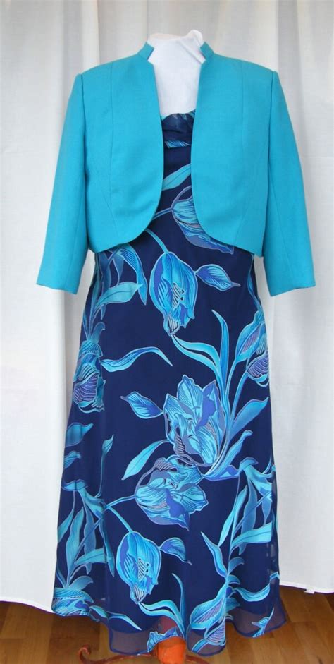 Jacques Vert Peacock Range Navy Devore Dress In Turquoise And Blue