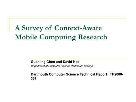 Ppt A Survey Of Context Aware Mobile Computing Research Powerpoint Presentation Id 9480097