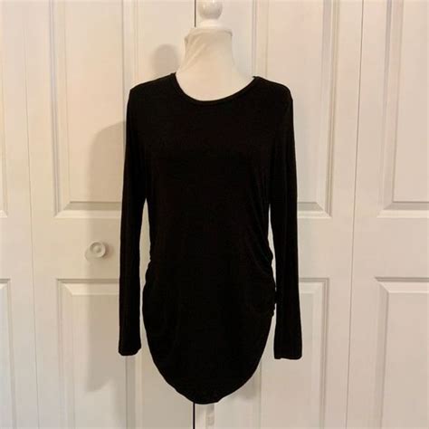 Zella Tops Zella Blacklong Sleeve Ruched Sides Athletic Tunic Top Medium Poshmark