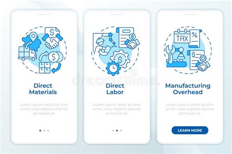 Manufacturing Costs Blue Onboarding Mobile App Screen Stock Vector Illustration Of Welcome