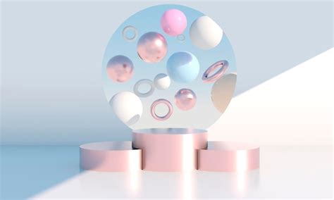 기하학적 형태가 있는 최소한의 장면 그림자가 있는 크림 배경의 연단 화장품 쇼케이스 매장 진열장을 보여주는 장면 3d 프리미엄 Psd 파일