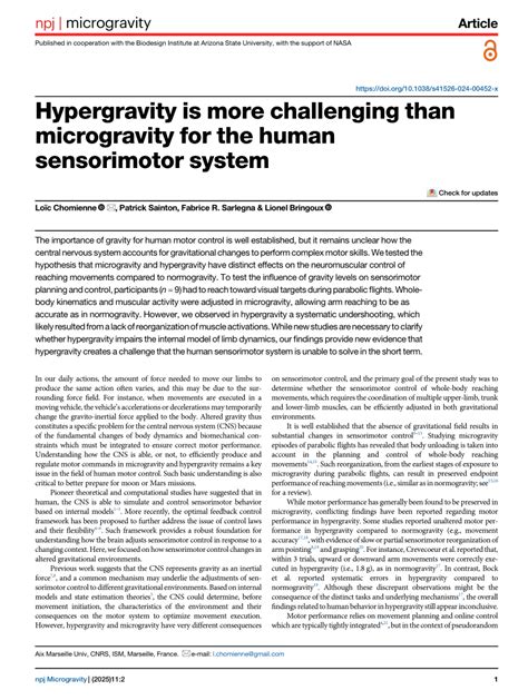 Pdf Hypergravity Is More Challenging Than Microgravity For The Human