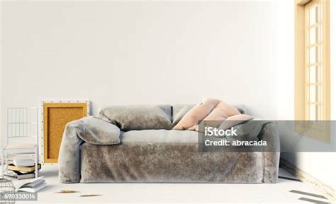 소파와 인테리어에 벽을 비웃는 다 거실 Hipster 스타일입니다 3 차원 일러스트 레이 션 0명에 대한 스톡 사진 및 기타 이미지 Istock