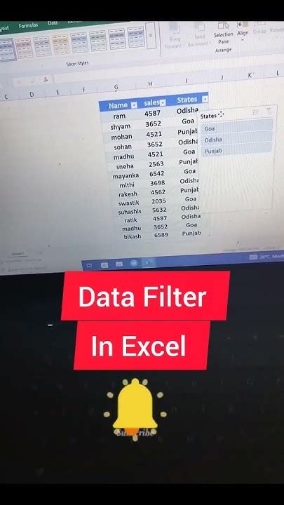 Data Filter Using Slicer In Excelvideoexceltrickscomputer Youtube