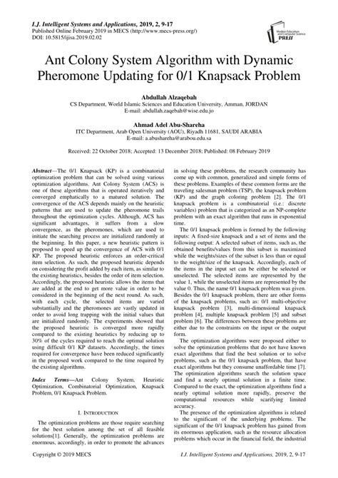 Pdf Ant Colony System Algorithm With Dynamic Pheromone Updating For 0