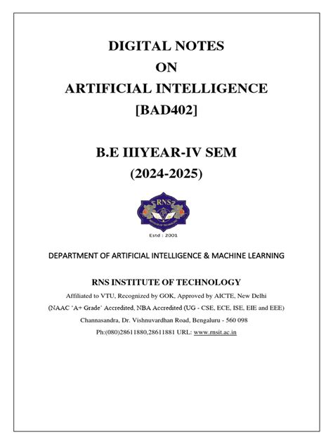 Ai Module 1 Notes Pdf Artificial Intelligence Intelligence Ai