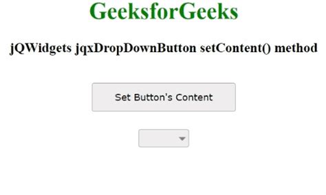 jQWidgets jqxDropDownButton setContent Méthode StackLima