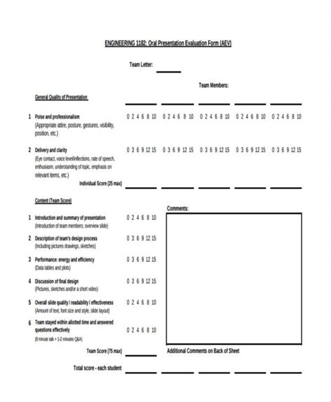 Free 37 Presentation Evaluation Forms In Pdf Ms Word Excel