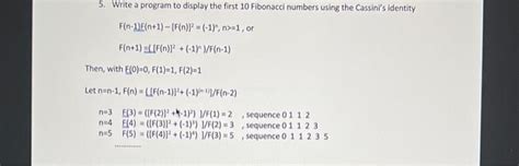 solved 5 write a program to display the first 10 fibonacci