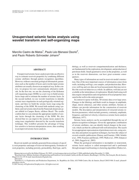 PDF Unsupervised Seismic Facies Analysis Using Wavelet Transform And Self Organizing Maps