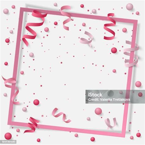 종이 프레임 색색 먼지 색종이 공 풍선 구불구불한 리본 텍스트 글자를 위한 공간이 있는 카드 흰색 배경에 벡터 그림입니다 배너