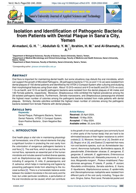 Pdf Isolation And Identification Of Pathogenic Bacteria From Patients With Dental Plaque In
