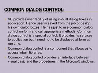 Visual Basic Controls Ppt PPTX