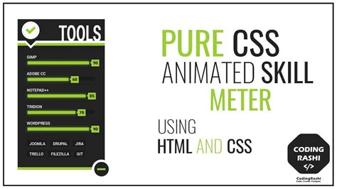 Pure Css Animated Skill Meter In Html And Css Youtube