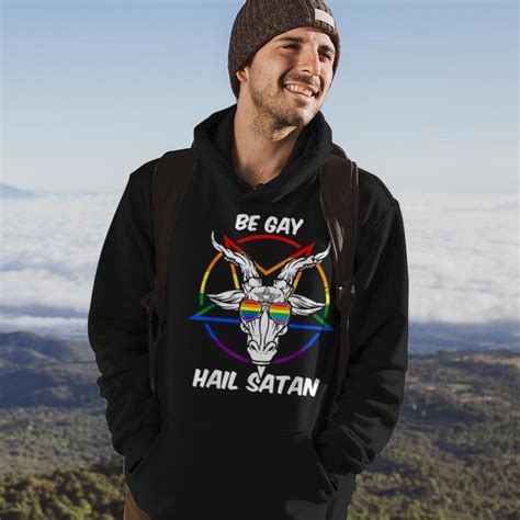 Devil Goat Symbol Lgbt Support Gay Pride Satan Halloween Hoodie Mazezy