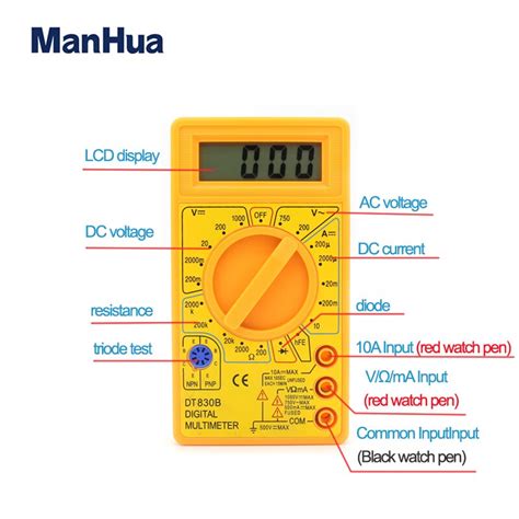 DT B LCD Overload Protection Voltage Amperage Test Probe Digital Voltmeter Multimeter Handheld