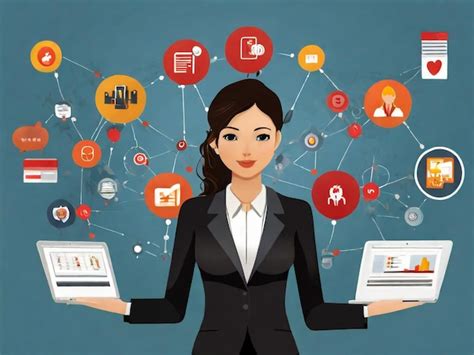 Premium Photo Crm Concept Design With Vector Elements Flat Icons Of Accounting System Clients