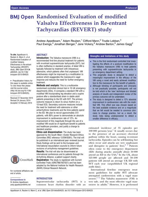 Pdf Open Access Protocol Randomised Evaluation Of Modiﬁed Valsalva