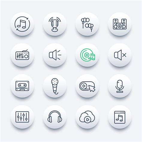 Premium Vector Audio Music Line Icons Sound Mixing And Recording