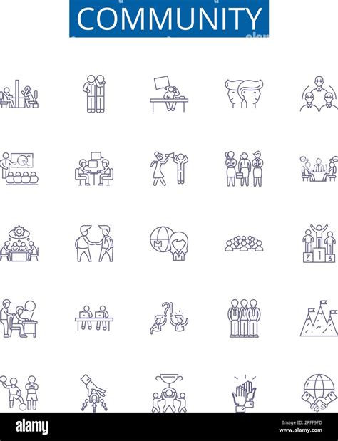 Community Line Icons Signs Set Design Collection Of Society Fellowship Network Clan
