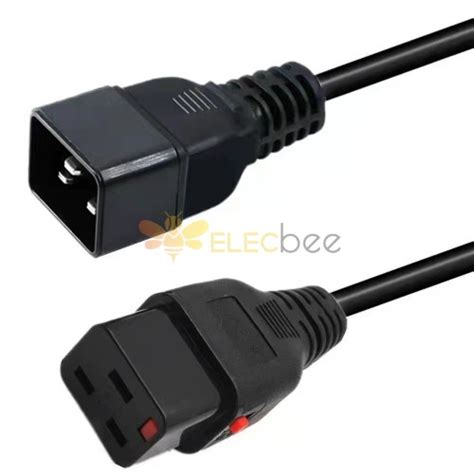 Elecbee American Standard Three Prong To Locking Iec C13 Plug Cable