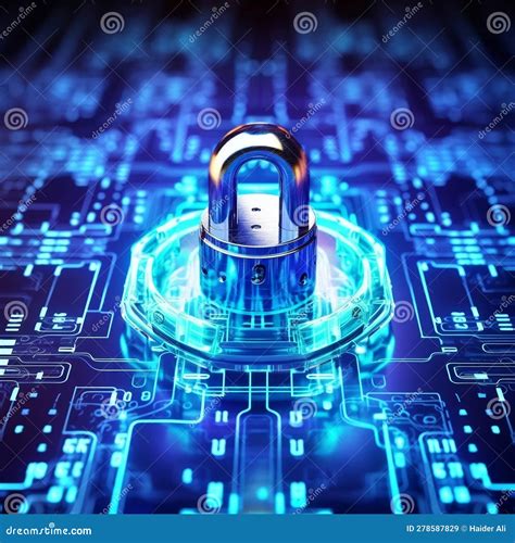 Cyber Security Blue Lock Close Up Ai Stock Illustration Illustration Of Phishing Technology