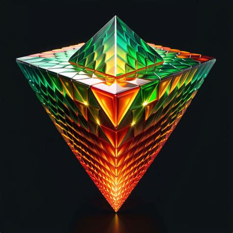 A Cube And Triangle Shaped Green Red And Orange Shimmering D By