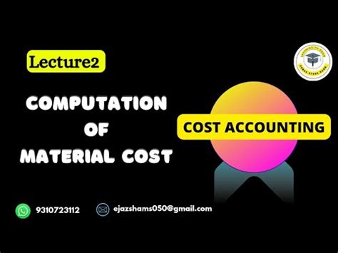 Computation Of Material Cost B M MBA CMA CA YouTube