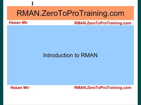 Introduction To Oracle Rman Backup And Recovery Tool Ppt