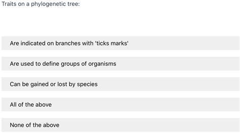 Solved Traits On A Phylogenetic Tree Are Indicated On Chegg Com