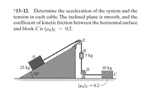 solved 13 12 determine the acceleration of the system and