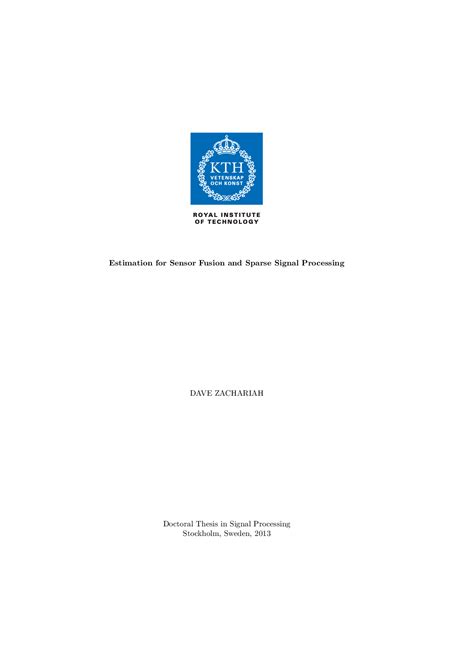 Estimation For Sensor Fusion And Sparse Signal Processing Eurasip