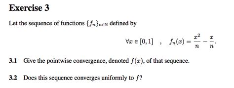 Solved Exercise 3 Let The Sequence Of Functions Fr Nen
