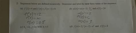 solved sequences below are defined recursively determine and label