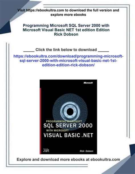 programming microsoft sql server 2000 with microsoft visual basic net