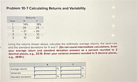 solved problem 10 7 ﻿calculating returns and