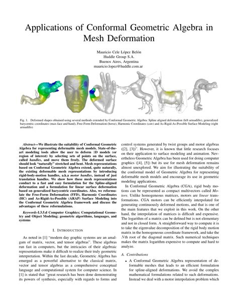 Pdf Applications Of Conformal Geometric Algebra In Mesh Deformation